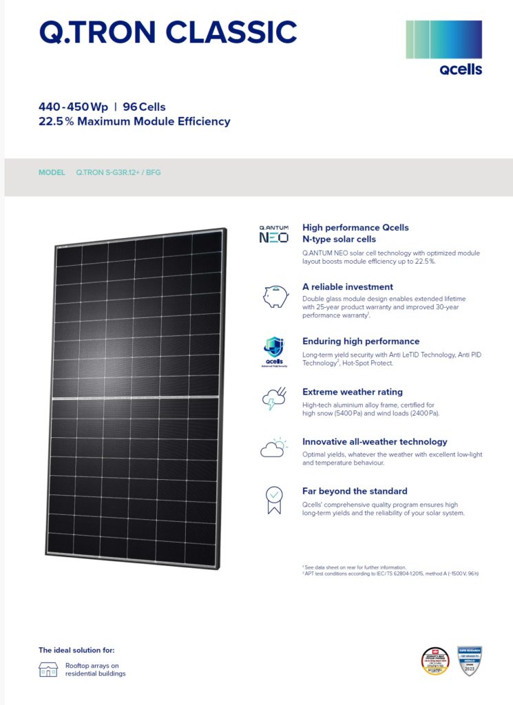 Q-CELLS Q.TRON S-G3R.12 BFG 450W - Seasolar Swiss